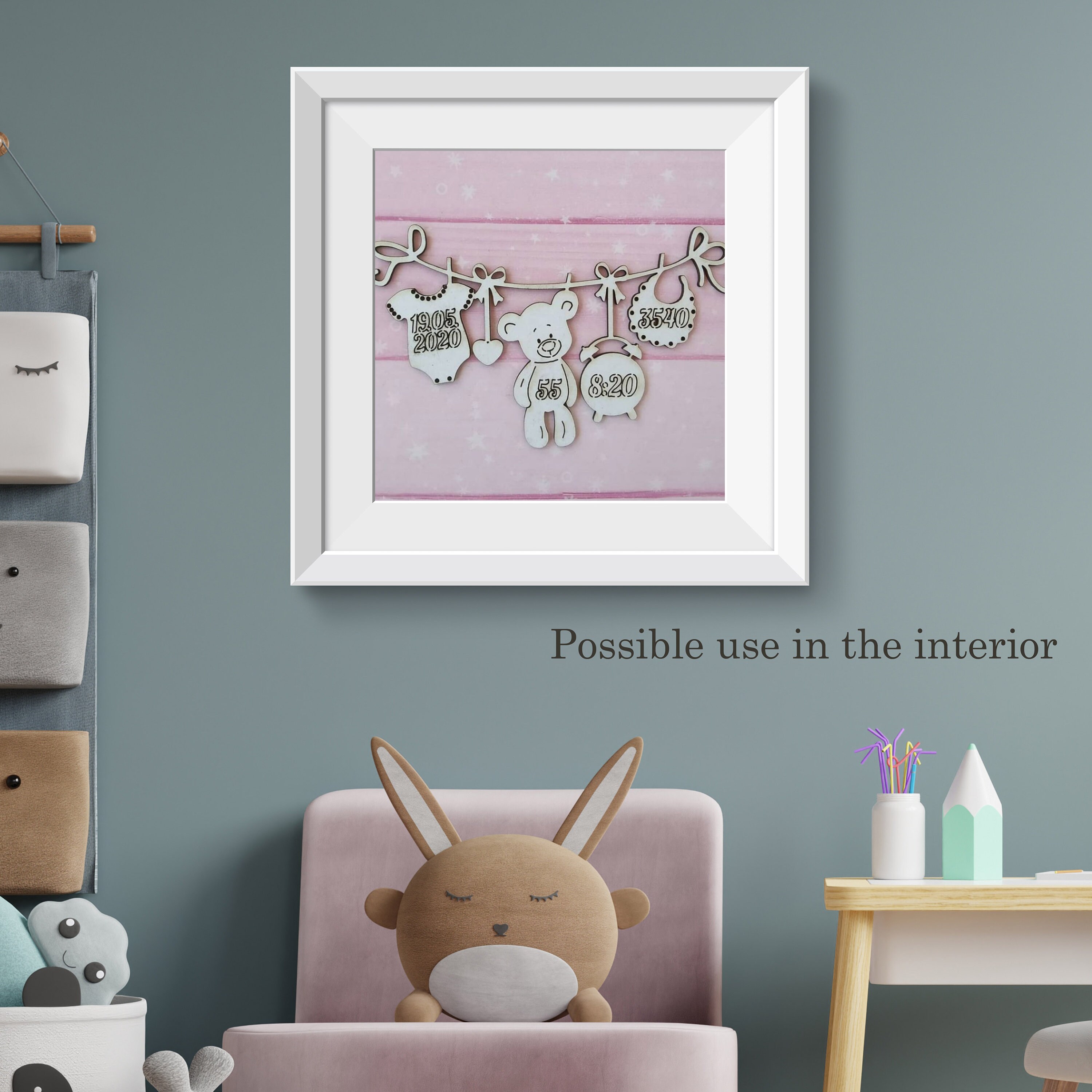 Baby Stat Announcement Template SVG With Teddy Bear Birth Announcement ...