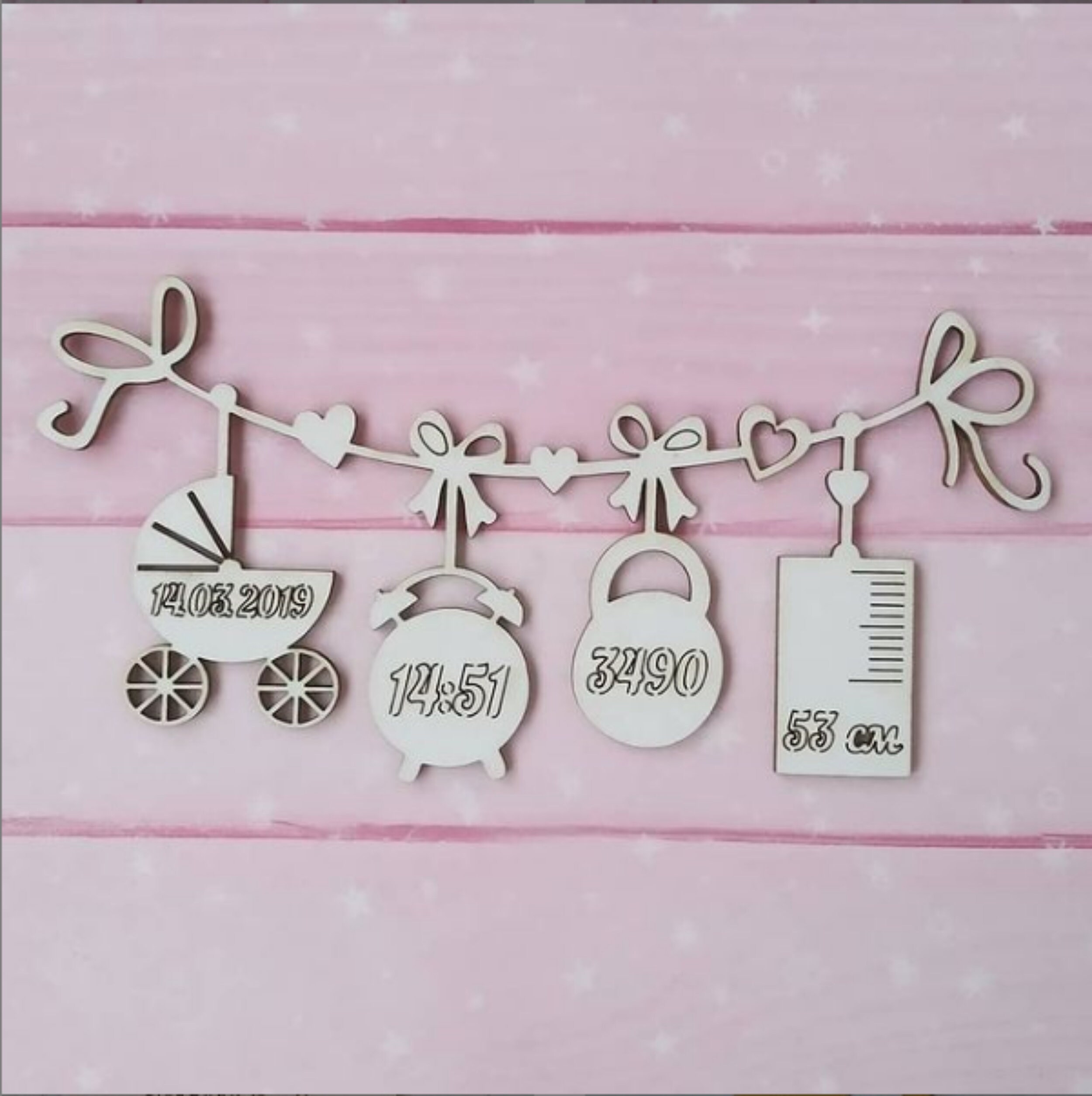 Baby Stat Announcement Template SVG With Baby Stroller Birth ...