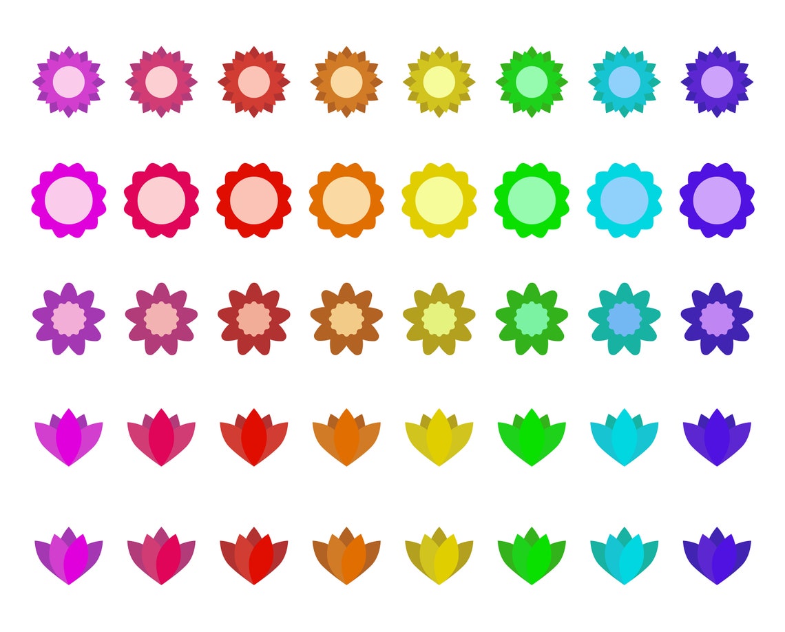 Set of Colorful Flowers Clip Art for Cards Invitations | Etsy