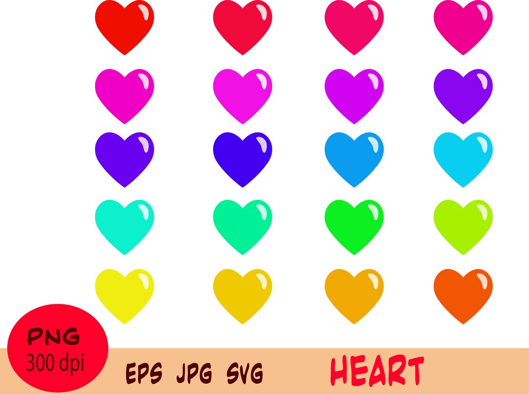 Set of Colored Hearts Clip Art Holiday Digital Graphics Svg - Etsy ...