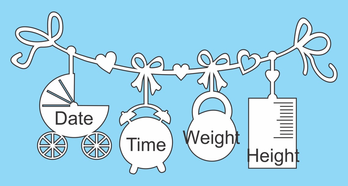 Baby Stat Announcement Template SVG With Baby Stroller Birth ...