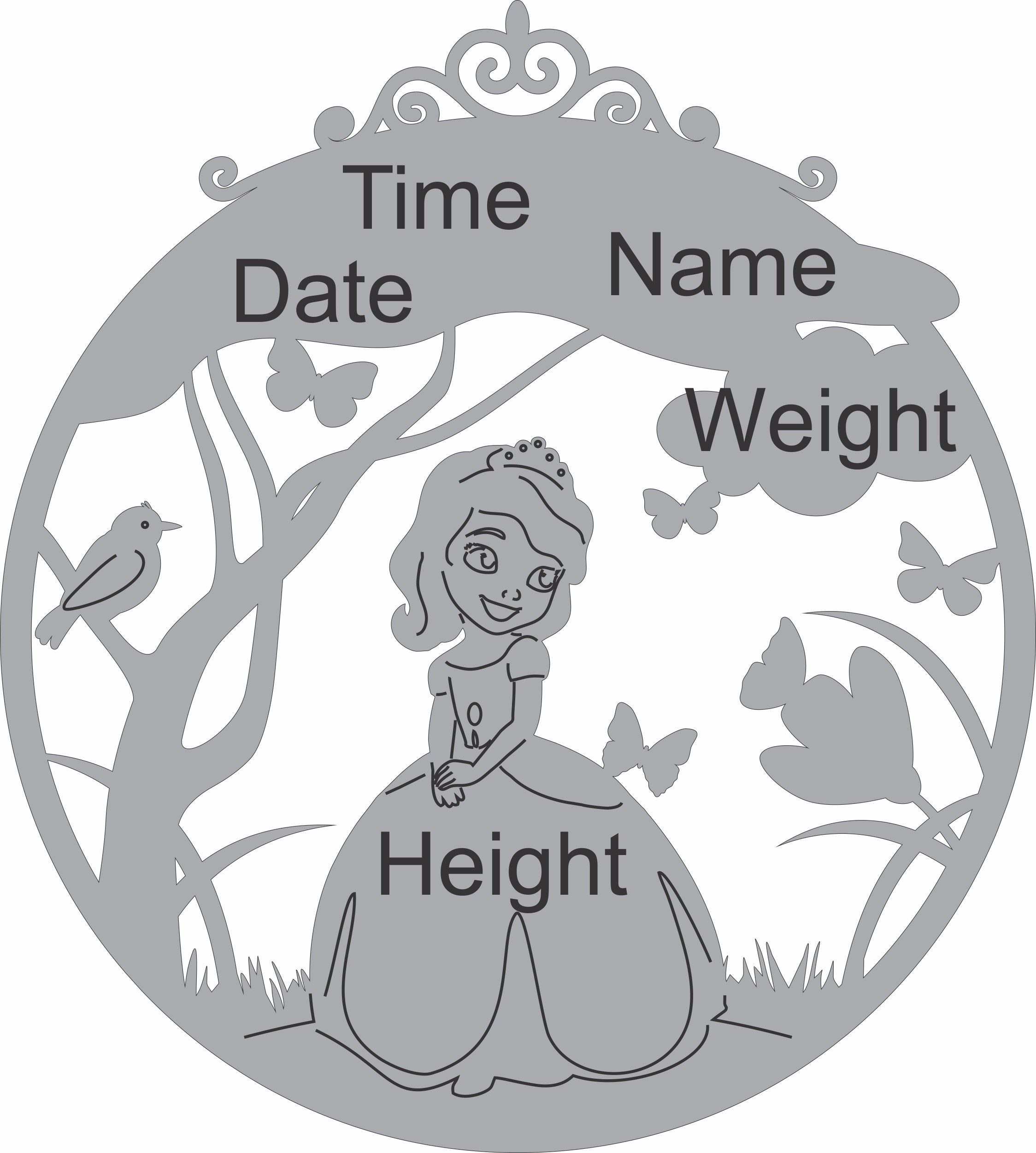 Baby Stat Announcement Template SVG With Princess Birth Announcement ...
