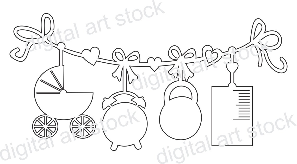 Baby Stat Announcement Template SVG With Baby Stroller Birth ...