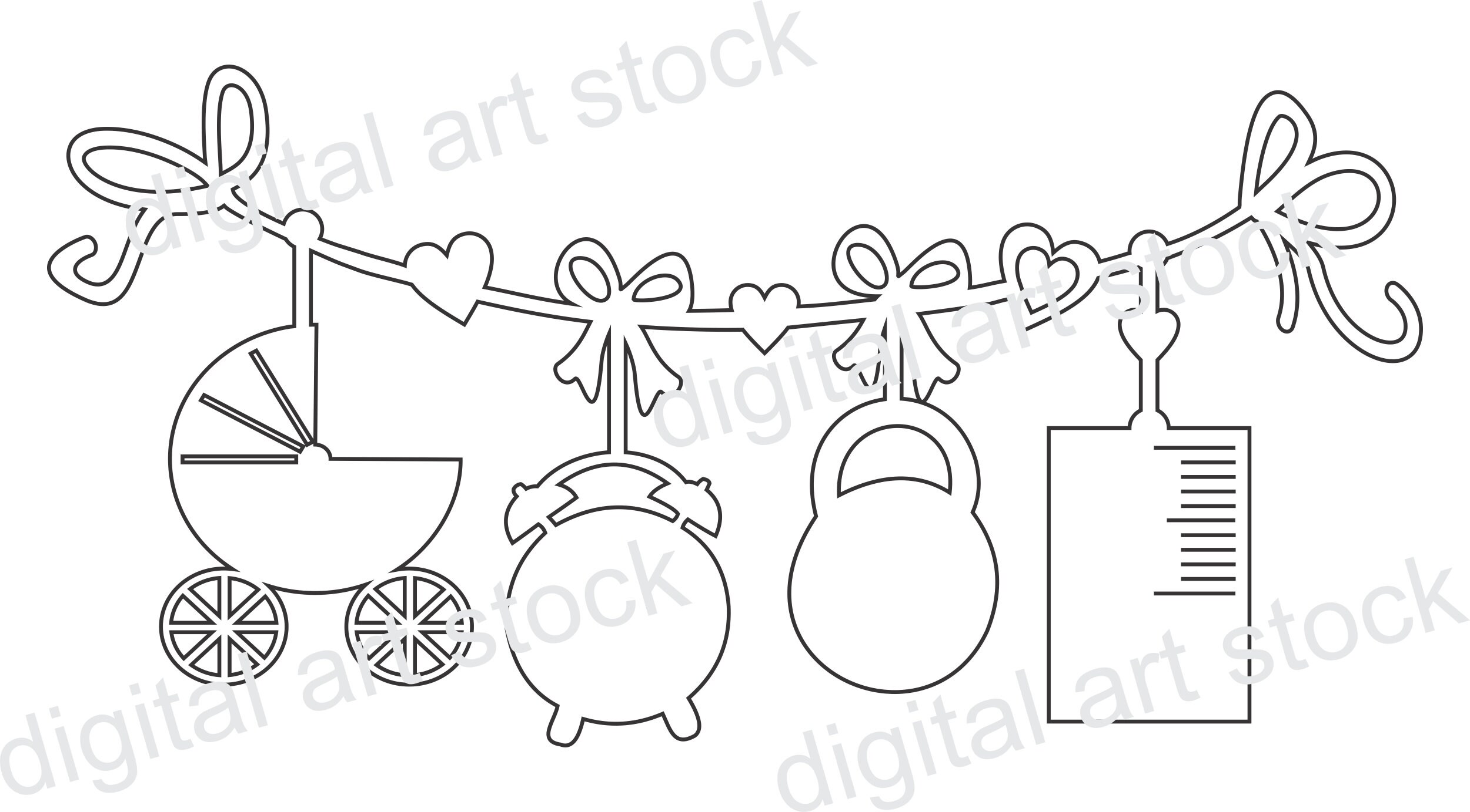 Baby Stat Announcement Template SVG With Baby Stroller Birth ...