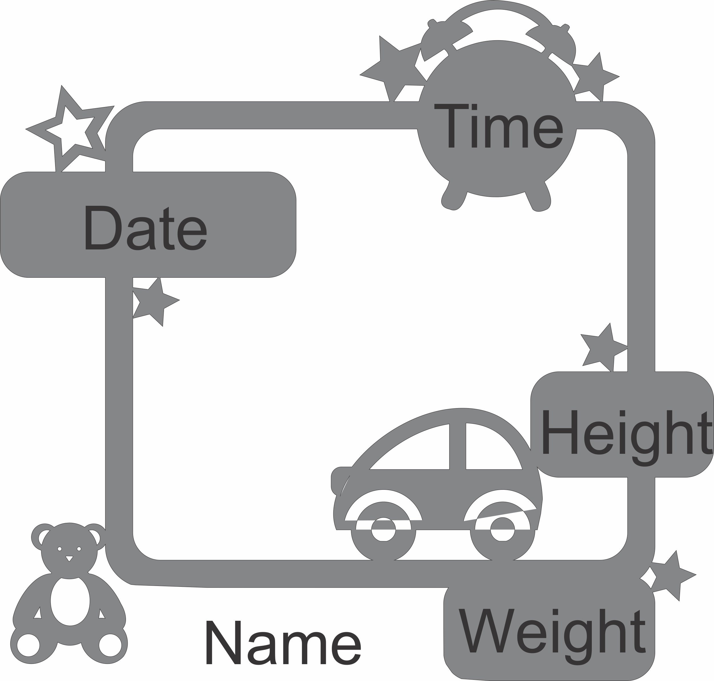 Baby Stat Announcement Template SVG With Car Birth Announcement Svg ...