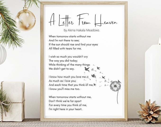 As I Sit in Heaven, Printable Poem, Digital Download, Grief Quote, A ...