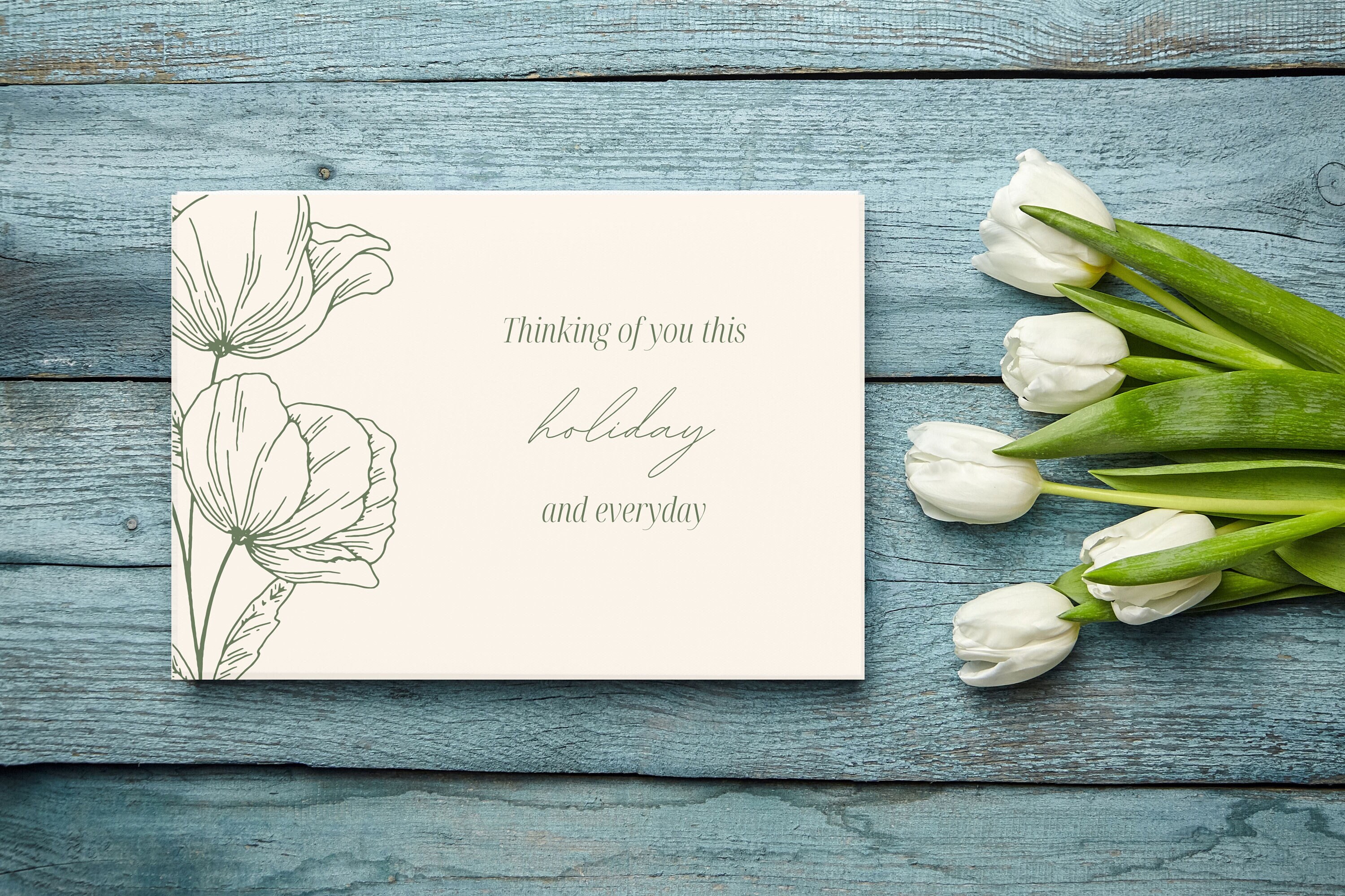 Printable Sympathy Christmas Card 5x7 Landscape, Flat Holiday Card, 7x5 ...