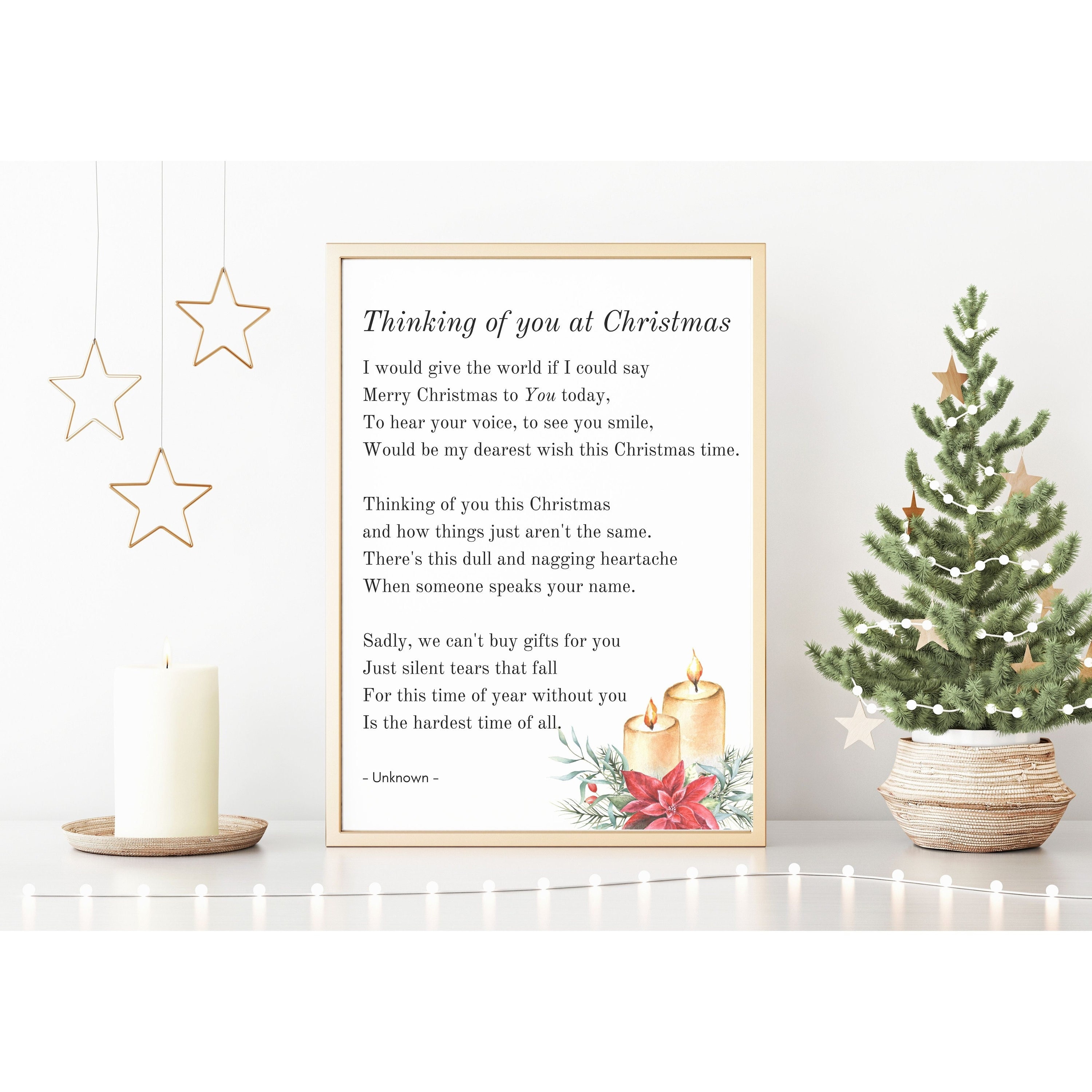 Thinking of You at Christmas, Printable Poem, Holiday Grief Quote ...