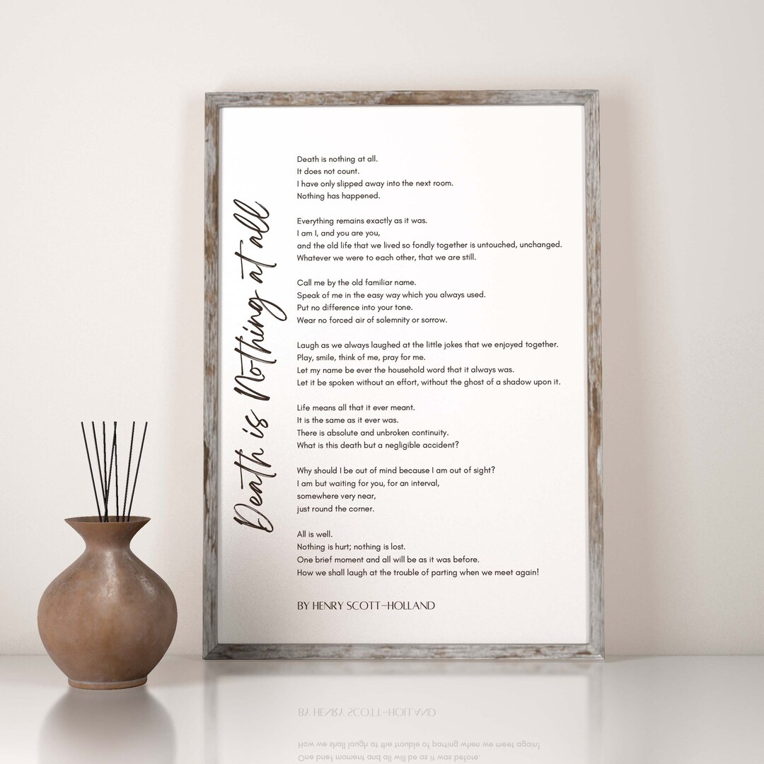 Death is Nothing at All Grief Poem by Henry Scott-holland, Digital ...