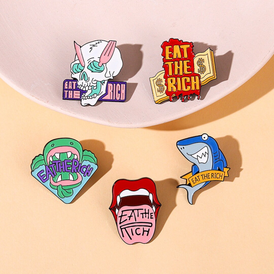 Eat the Rich Lips Tongue Mouth Skull Shark Pin Cute Hard - Etsy