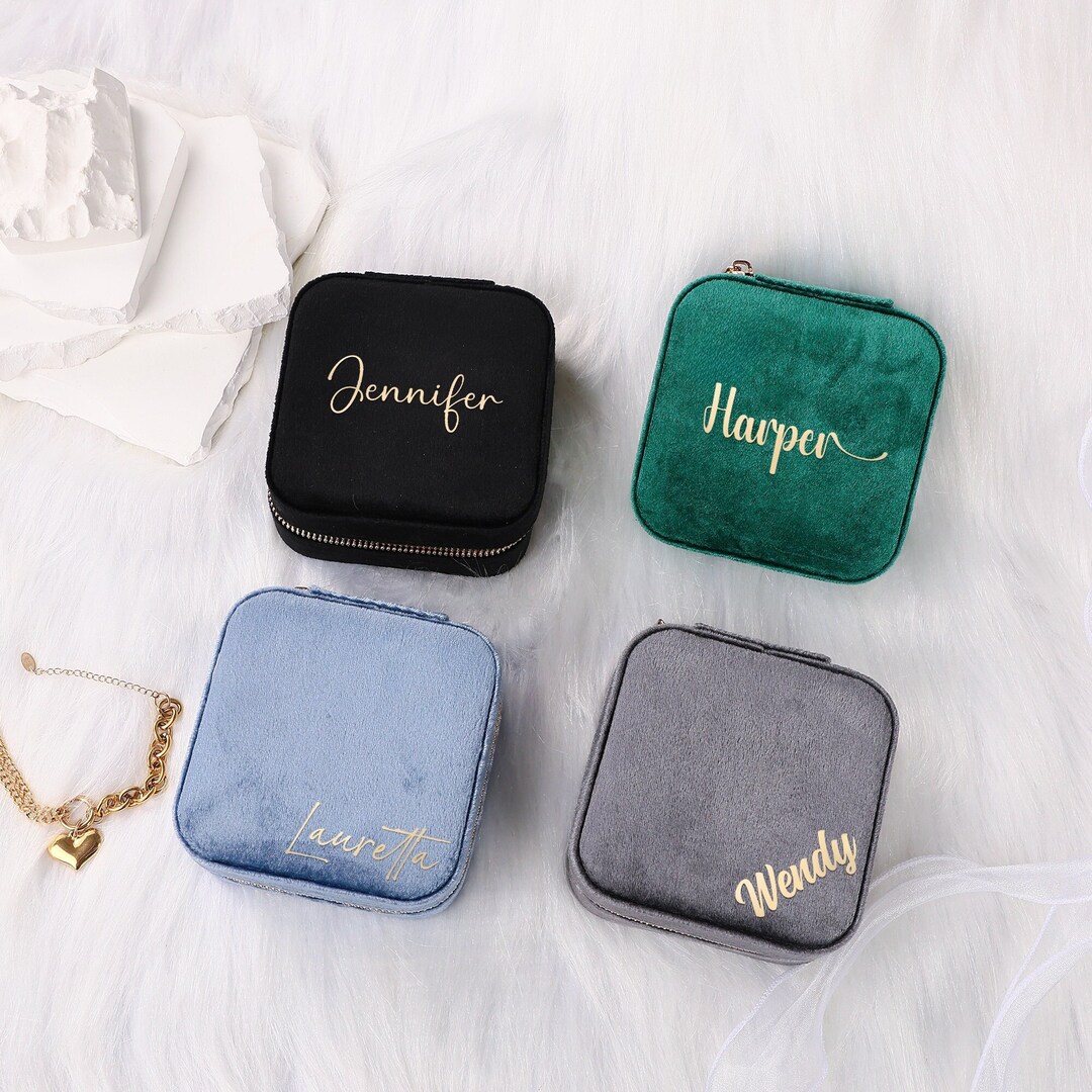 Custom Name Velvet Travel Jewelry Case, Custom Name Velvet Name Jewelry ...