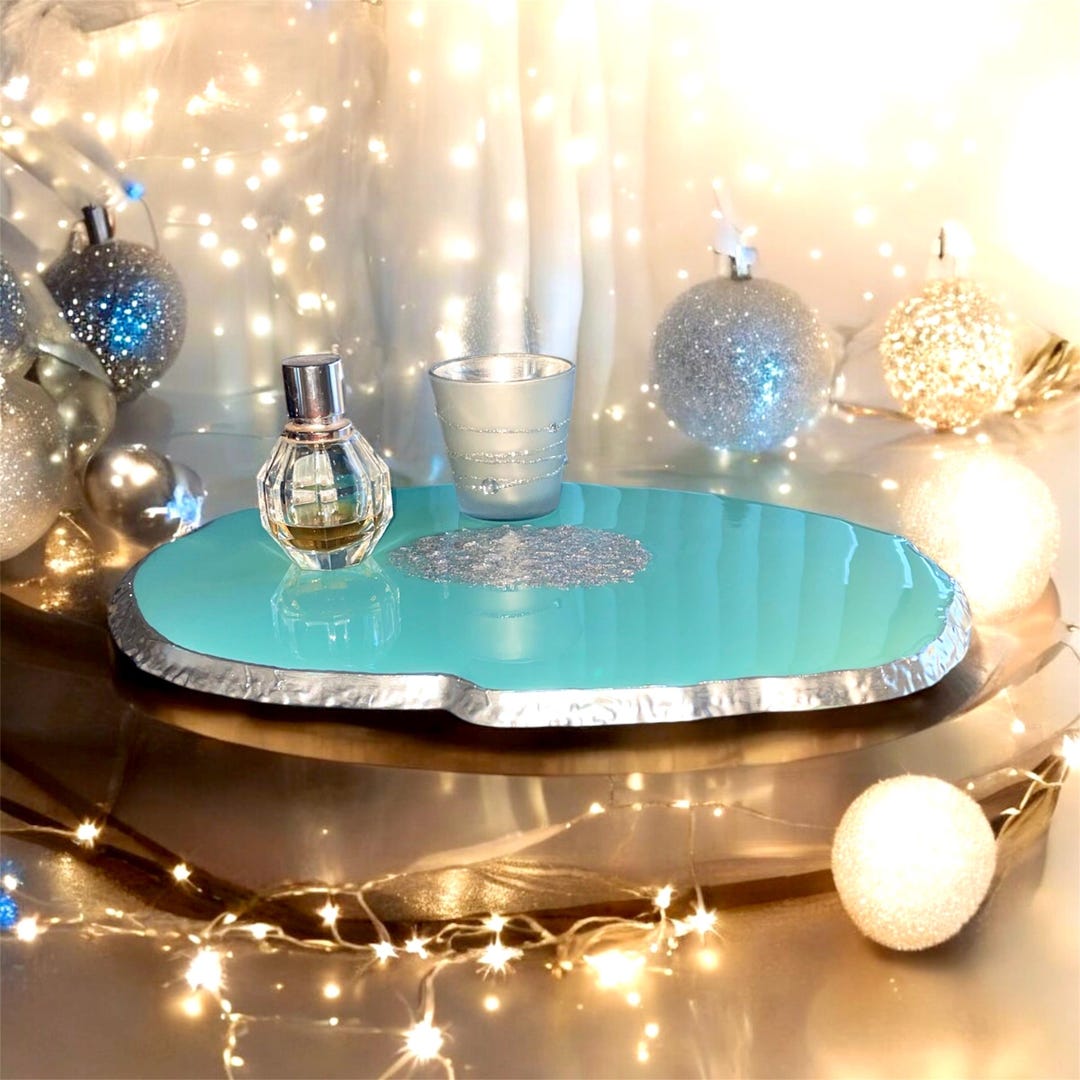 Teal Tray, Resin Tray,tray Table, Tray for Coffee Table, Tray Decor ...