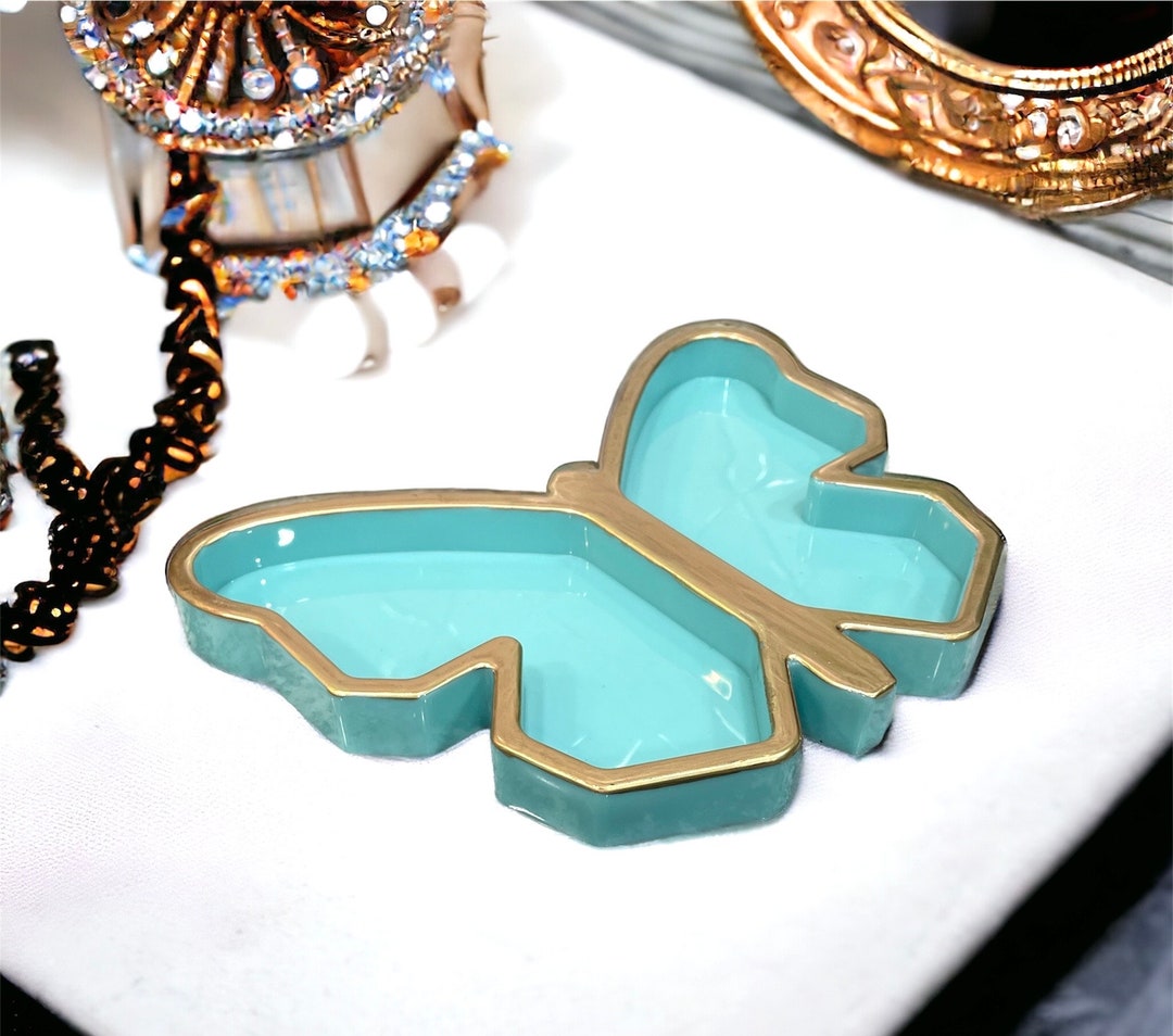 Blue Butterfly Tray, Resin Tray, Table Tray, Tray Decor, Trinket Tray ...
