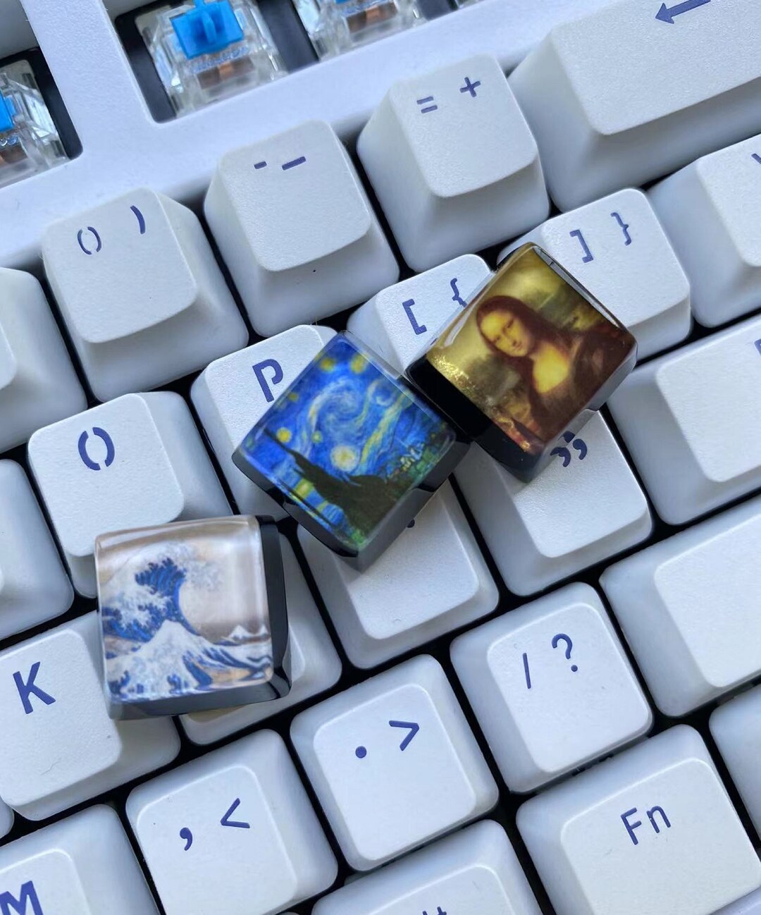 Mona Lisa the Great Wave Starry Night Resin Artisan Handmade Keycap Key ...