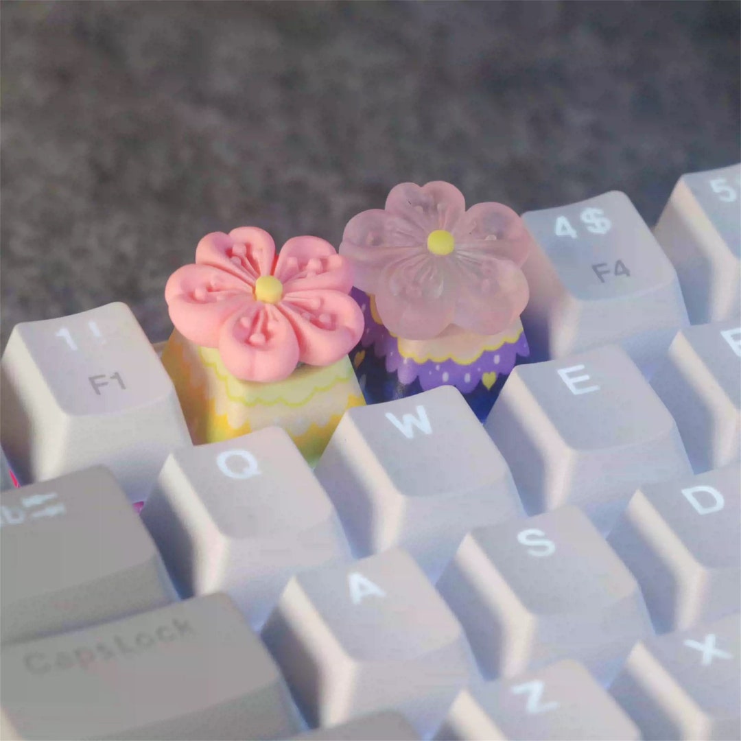 Sakura Pink Flower Artisan Keycap MX Switch Key Cap for Mechanical ...