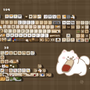 Kawaii Pet Dogs and Cats 142 Pcs Keycap Set for Mechanical Gaming ...