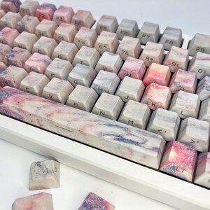 Pink Marbling Marble Pattern Side Print Backlit 131 Pcs Keycap Set for ...