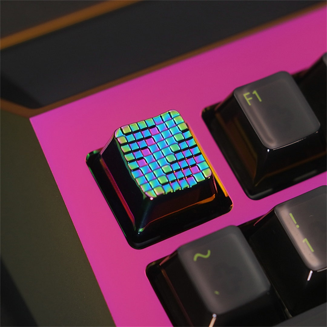Rainbow Pixel Wave Ripple Metal Keycap Artisan Keycap MX Switch Key Cap ...
