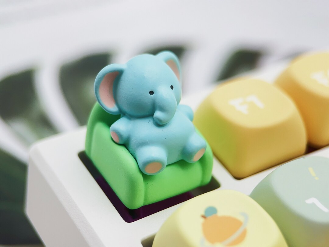 Kawaii Elephant on Sofa Cute Artisan Keycap MX Key Cap Gift for ...