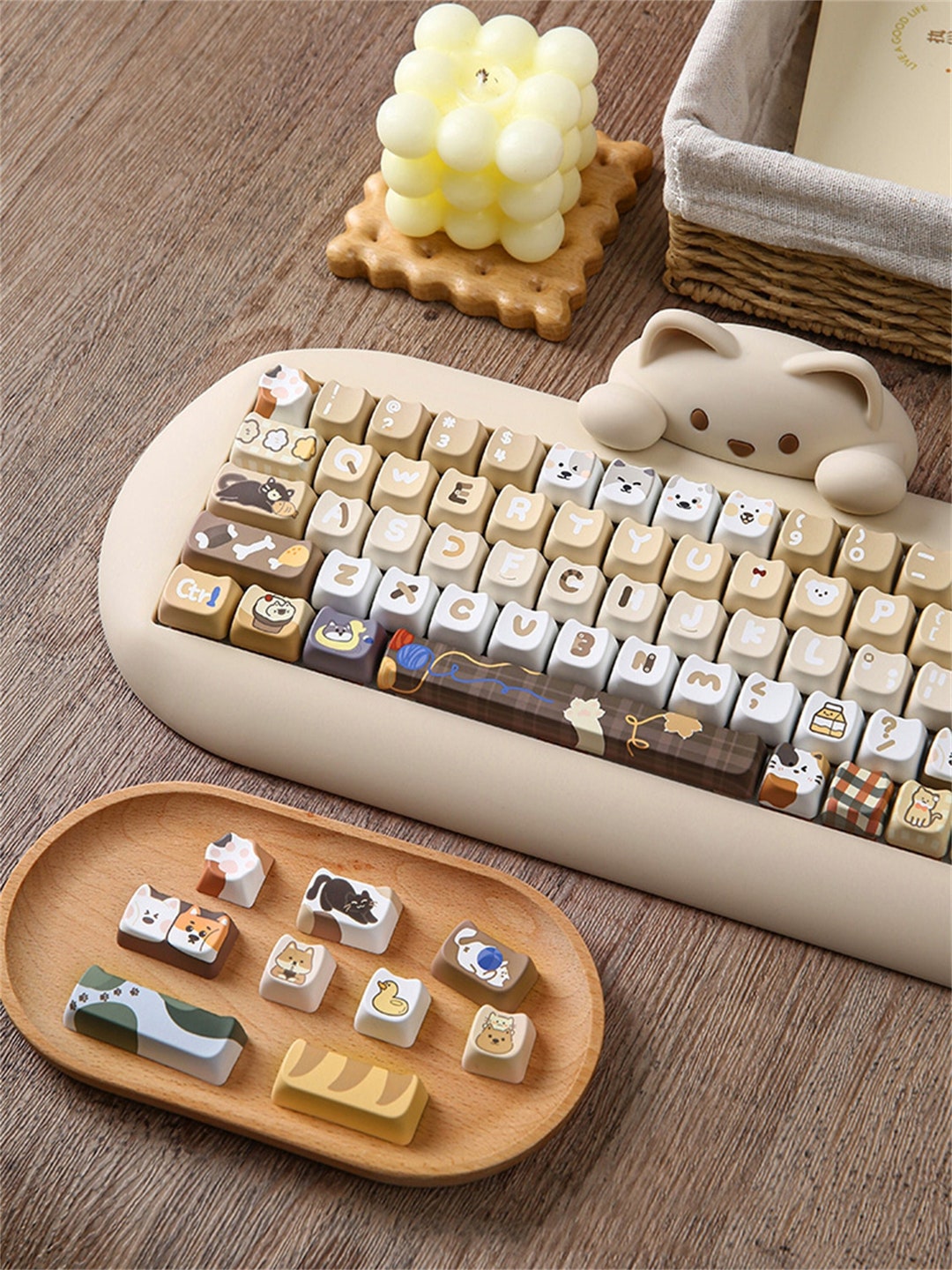 Kawaii Pet Dogs and Cats 142 Pcs Keycap Set for Mechanical Gaming ...