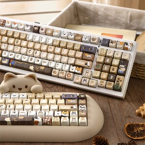 Kawaii Pet Dogs and Cats 142 Pcs Keycap Set for Mechanical Gaming ...