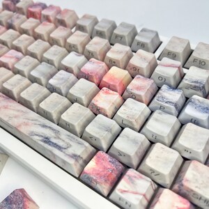 Pink Marbling Marble Pattern Side Print Backlit 131 Pcs Keycap Set for ...