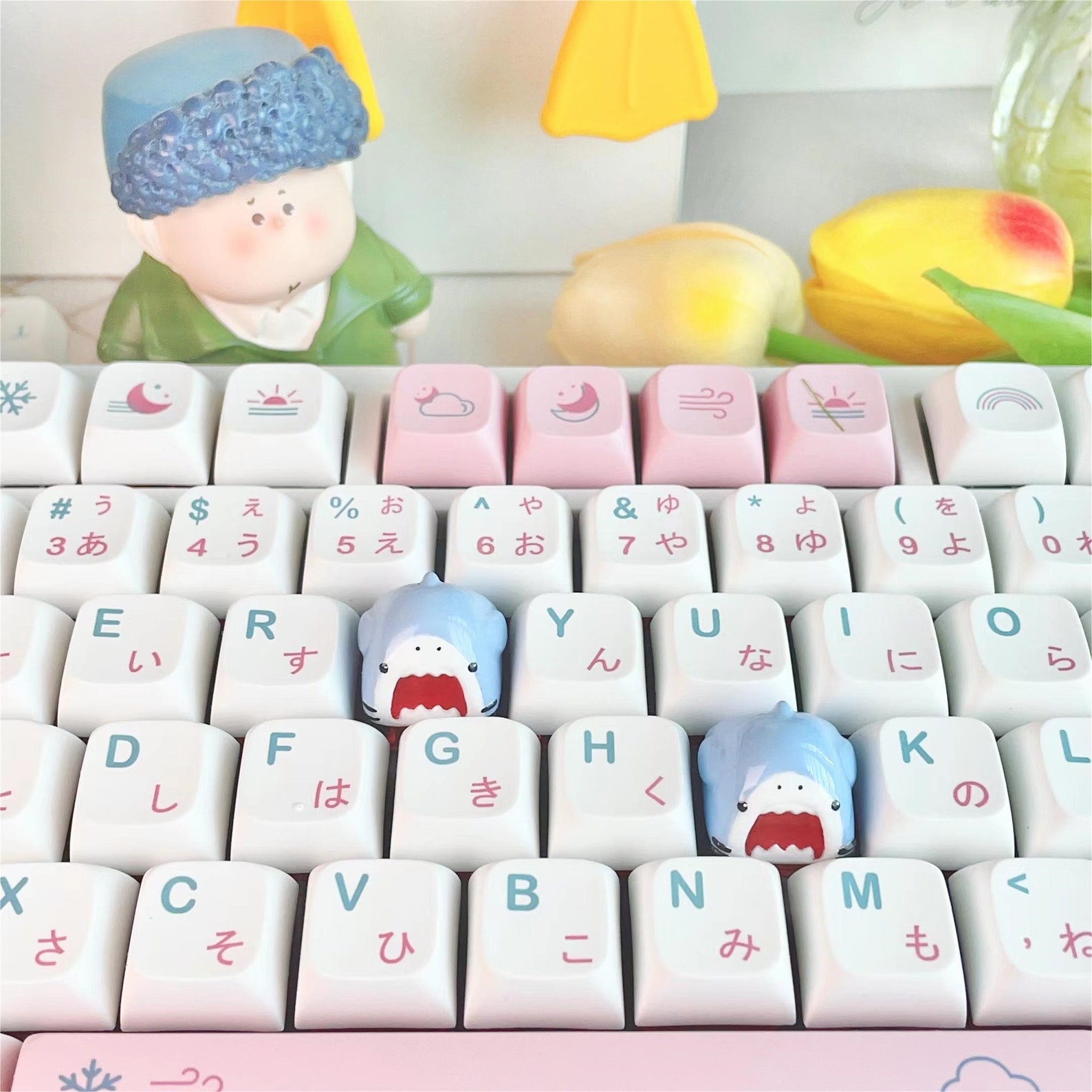 Kawaii Shark Cute Inspired Hand Painted Artisan Keycap MX Key - Etsy