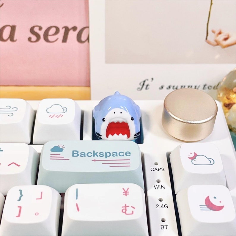 Kawaii Shark Cute Inspired Hand Painted Artisan Keycap MX Key - Etsy