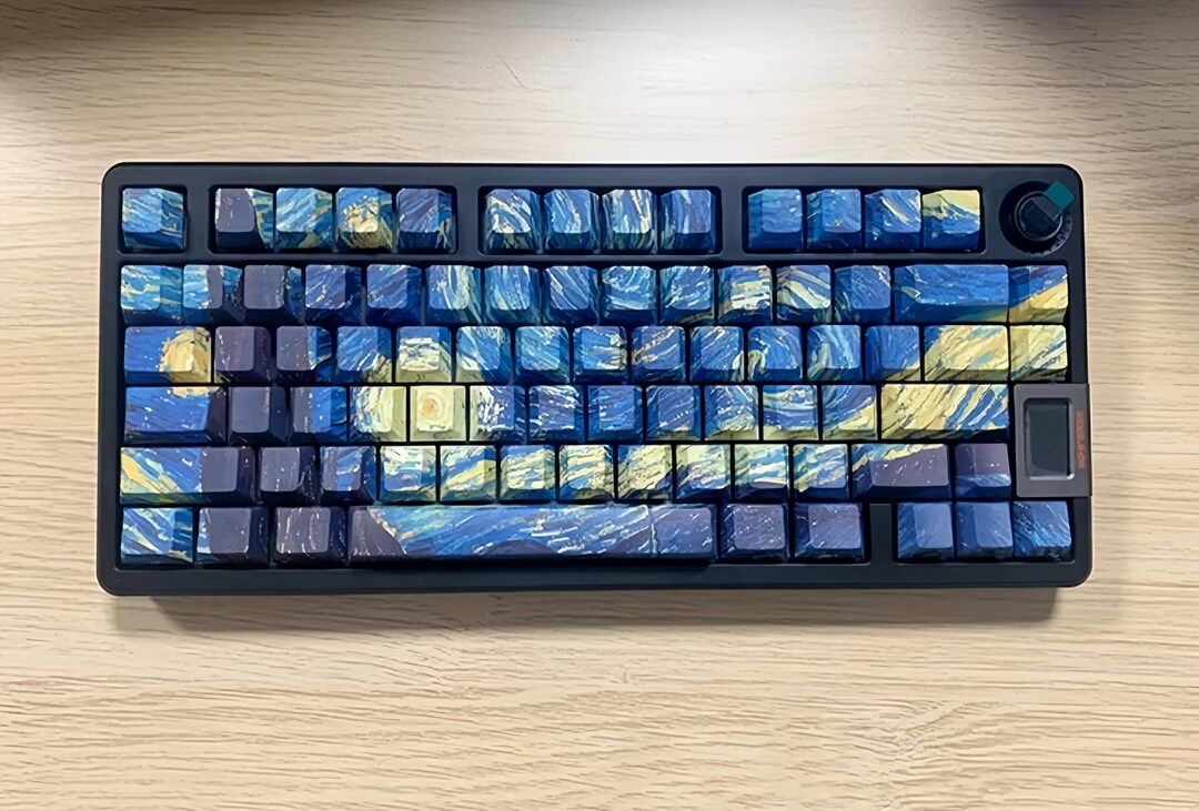 Starry Night by Vincent Van Gogh Side Print Backlit 135 Pcs Keycap Set ...