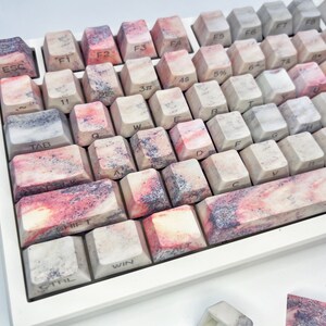 Pink Marbling Marble Pattern Side Print Backlit 131 Pcs Keycap Set for ...