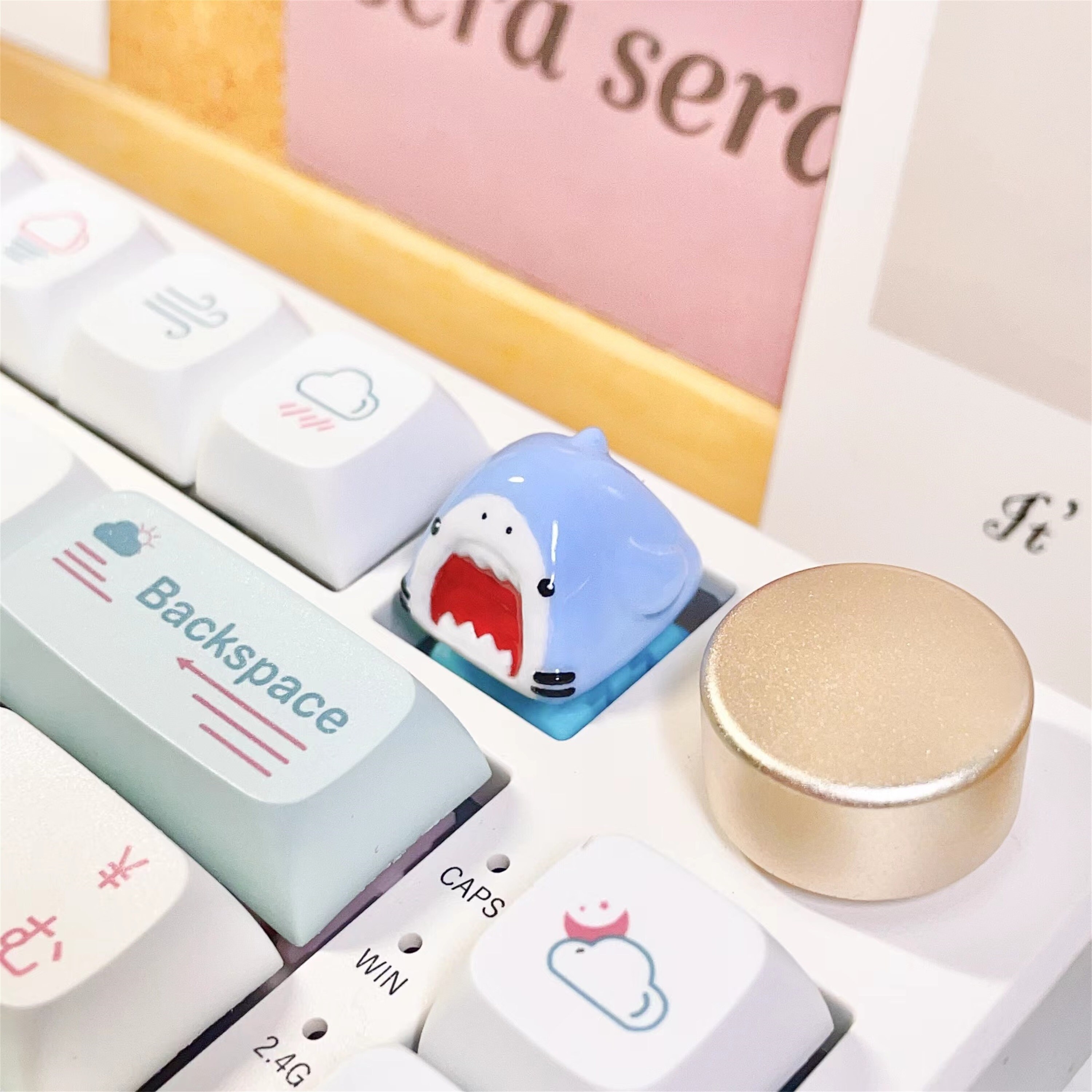Kawaii Shark Cute Inspired Hand Painted Artisan Keycap MX Key - Etsy