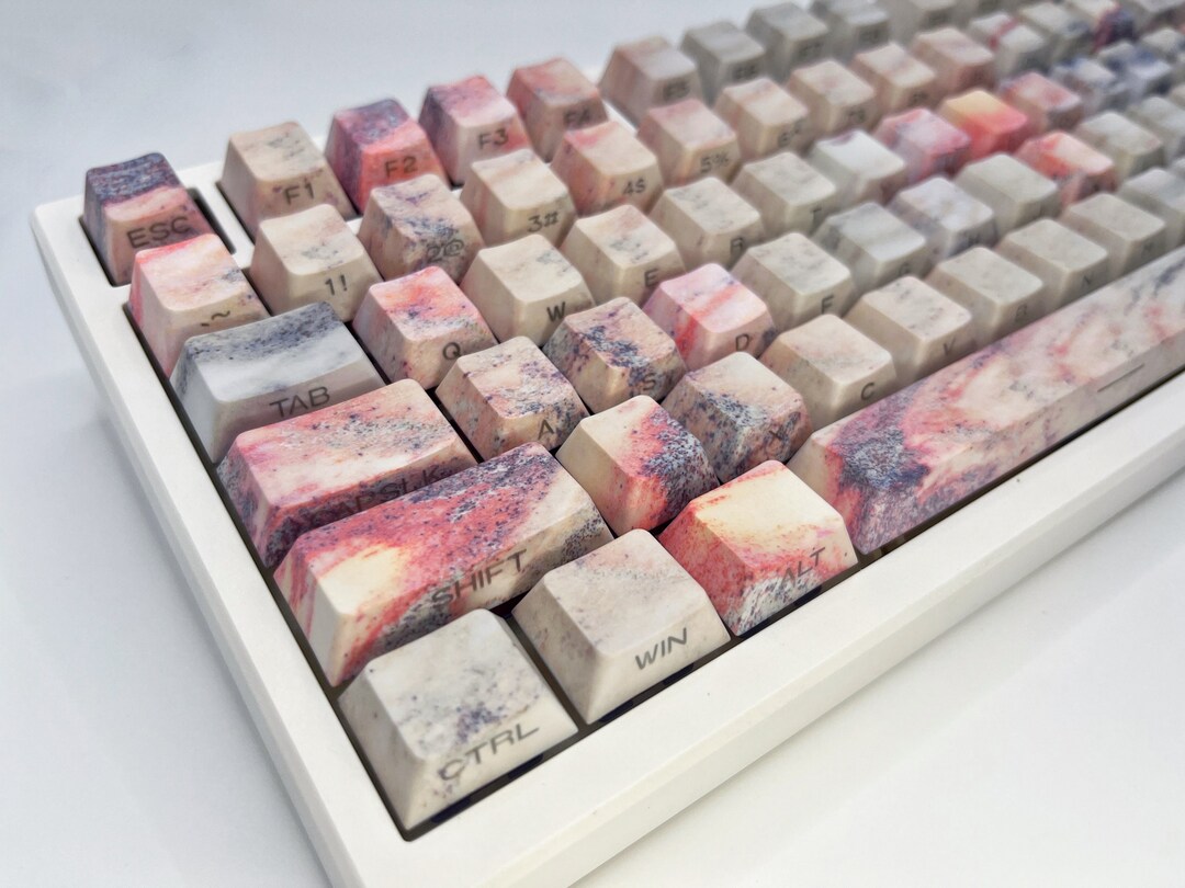 Pink Marbling Marble Pattern Side Print Backlit 131 Pcs Keycap Set for ...