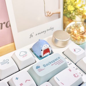 Kawaii Shark Cute Inspired Hand Painted Artisan Keycap MX Key Cap for ...