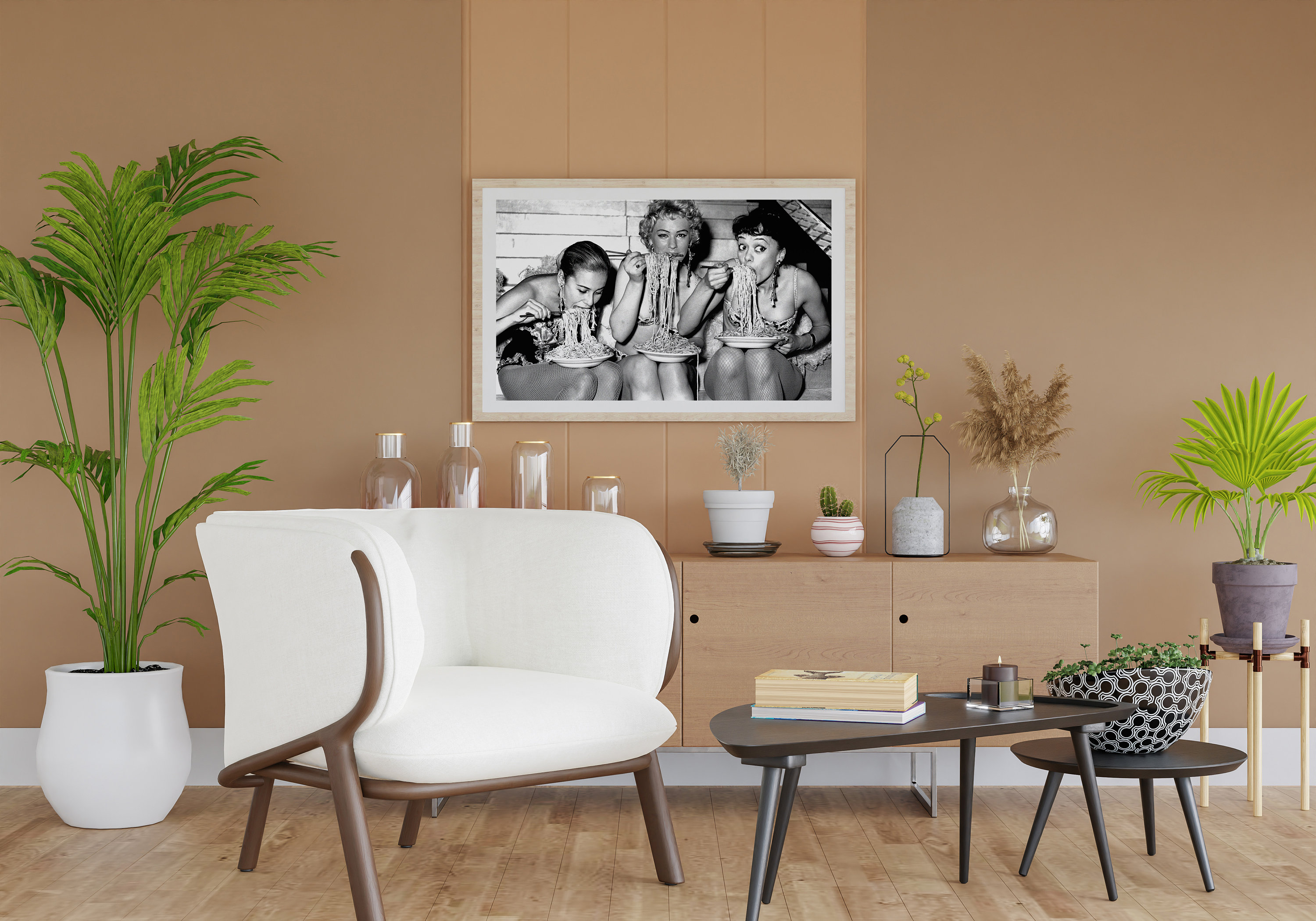 Woman Eating Spaghetti Poster 1958 Black and White Vintage - Etsy