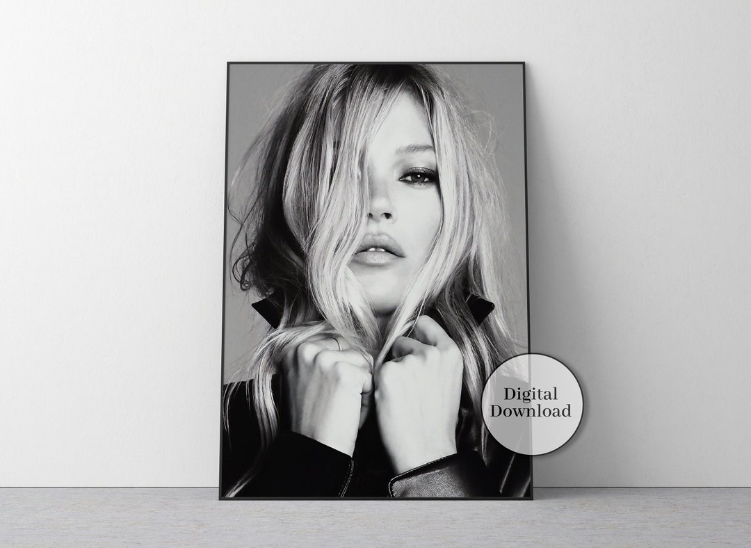 Kate Moss Print - Fashion Wall Art Black and White Poster for Feminist ...