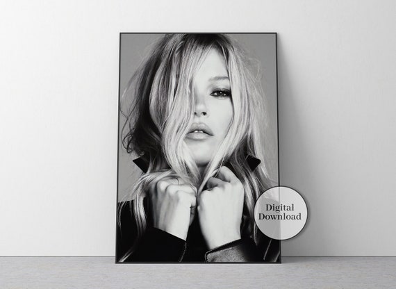 Kate Moss Print Fashion Wall Art Black and White Kate Moss - Etsy