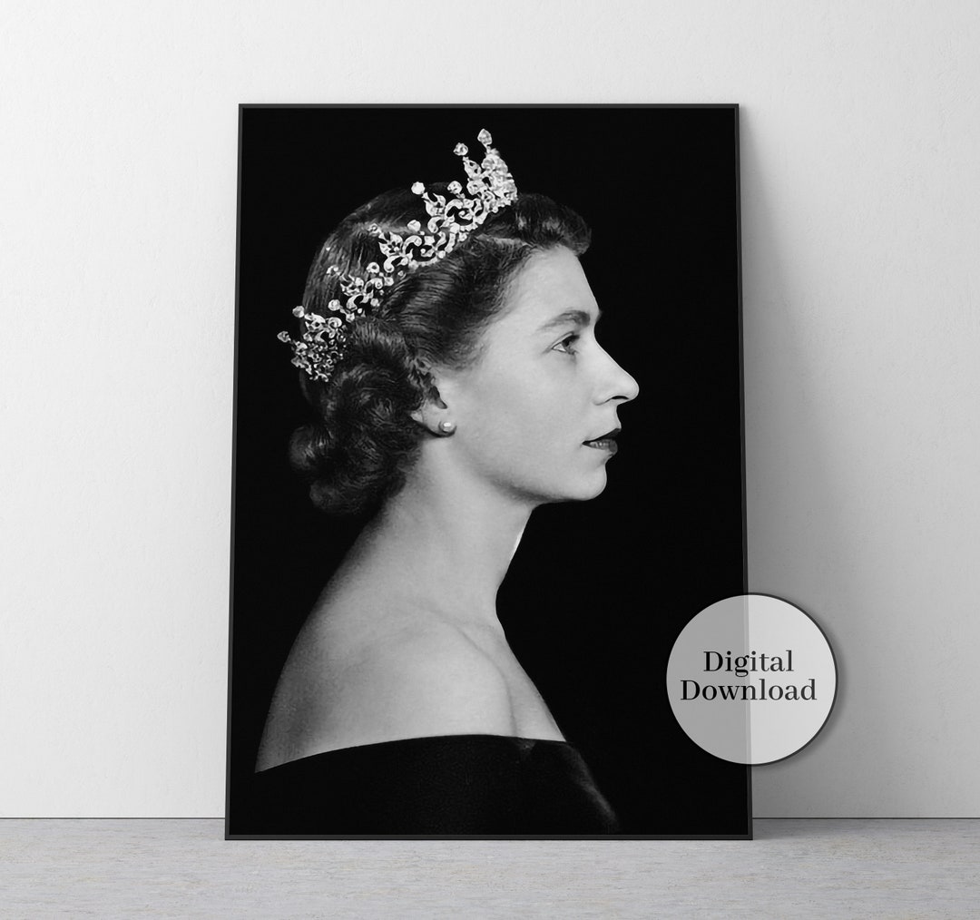 Queen Elizabeth Poster, Black and White, Platinum Jubilee, Queen ...