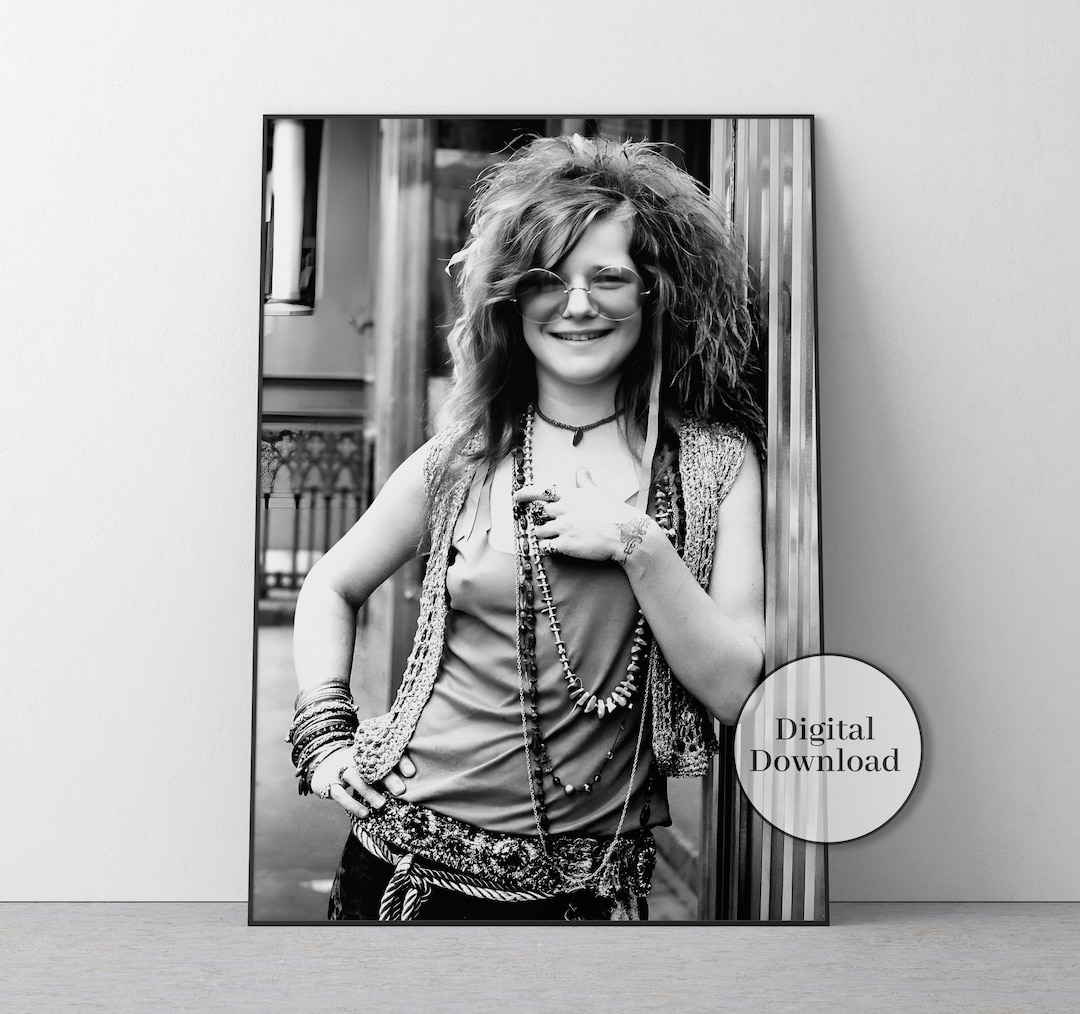 Janis Joplin Print, Black and White, Janis Joplin Poster, Printable ...