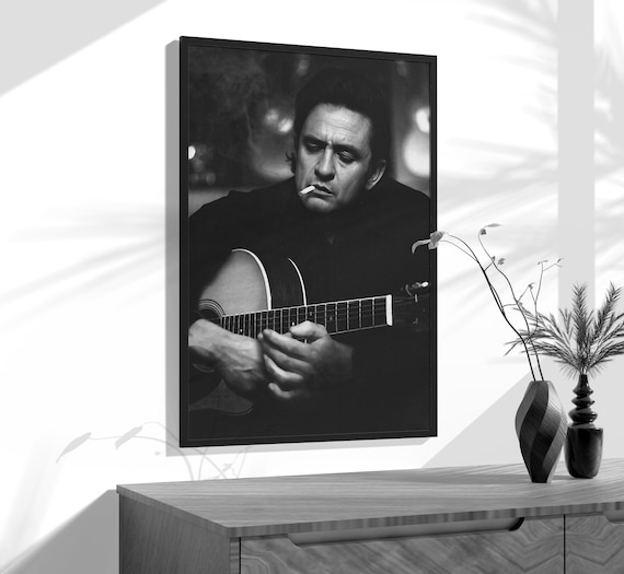 Johnny Cash Black And White Poster