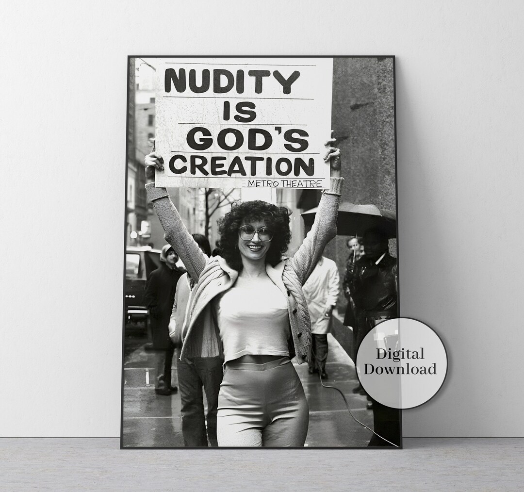 Vintage Feminist Poster Nudity Is Gods Creation Black Etsy