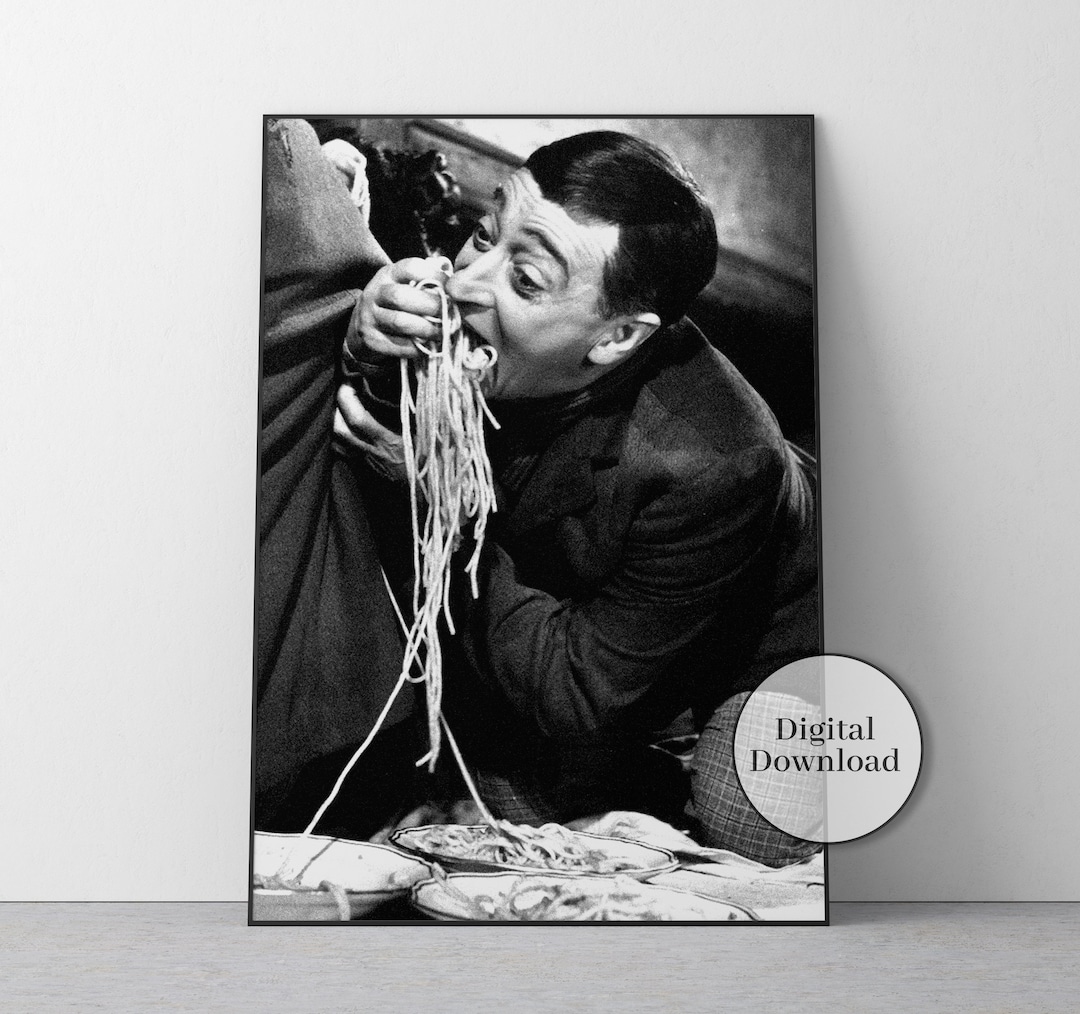 Toto Eating Spaghetti Poster Black and White Vintage Pasta - Etsy