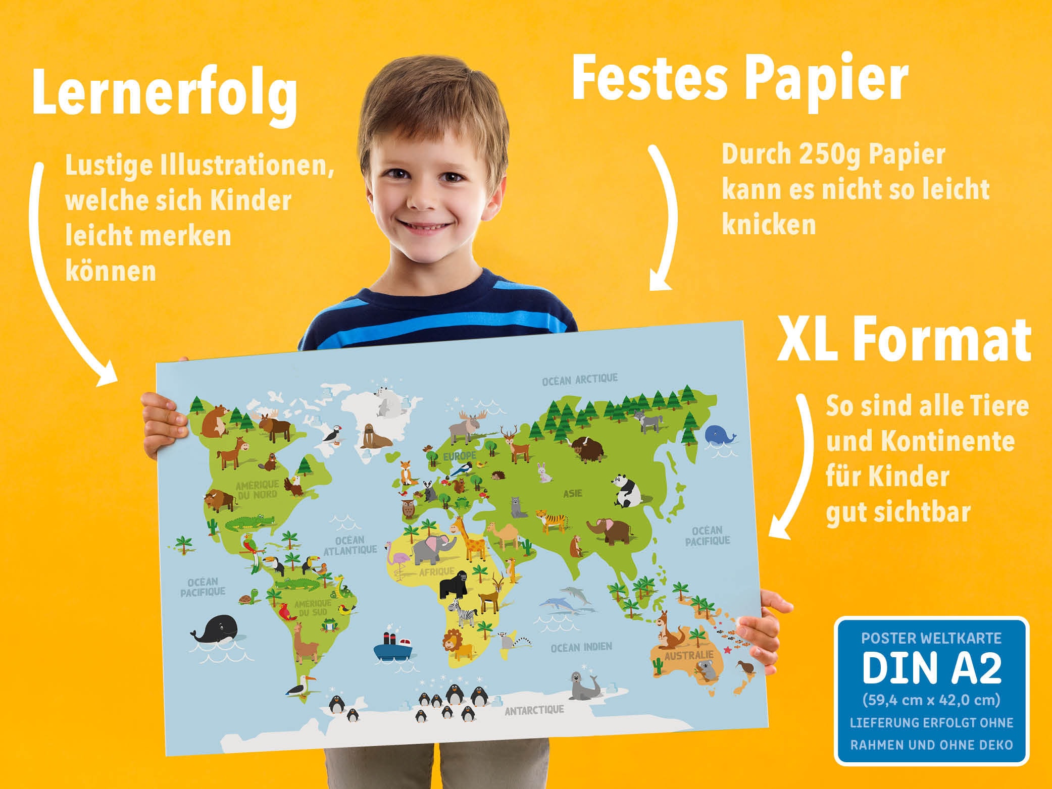Kizibi® Children's World Map Learning Poster for - Etsy
