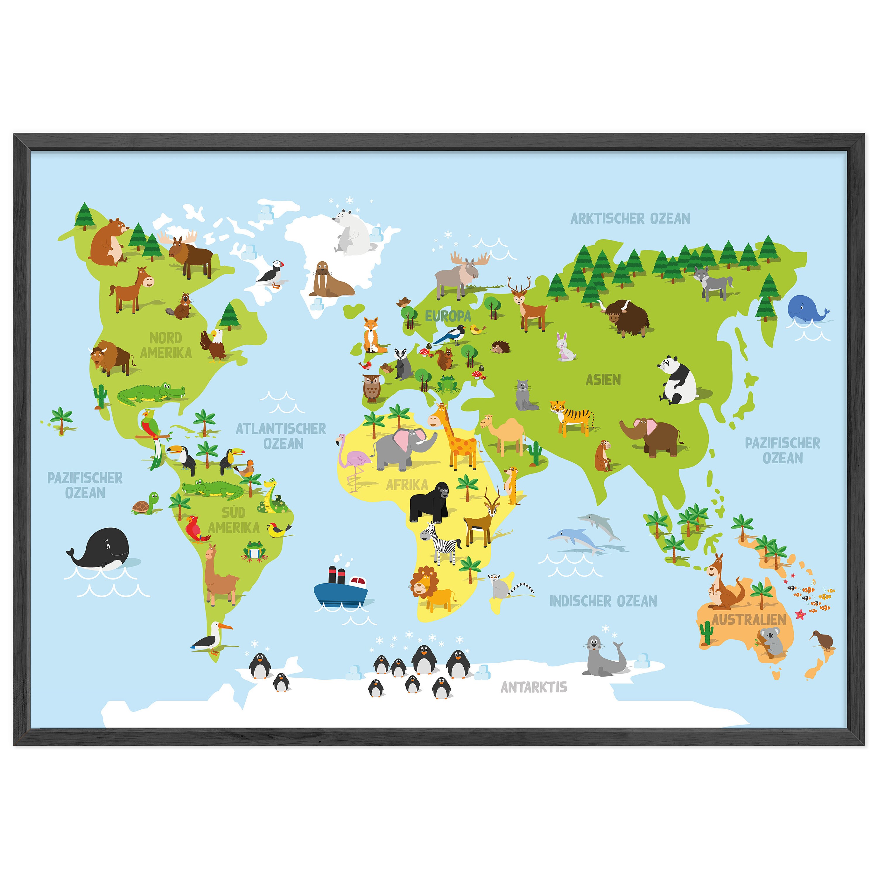 Kizibi® Children's World Map Learning Poster for - Etsy