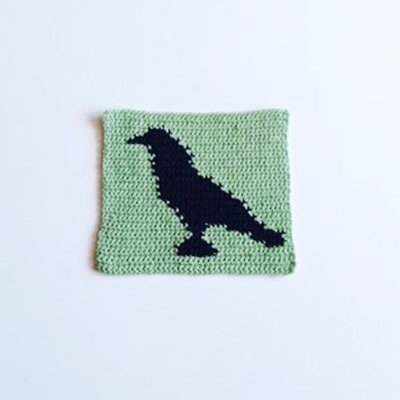 Raven Black Bird Crow Single Crochet Graph Pattern Crochet - Etsy