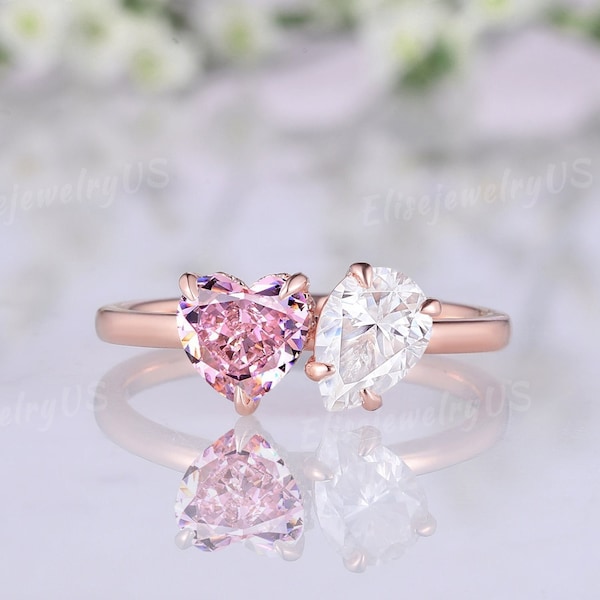 Pink Sapphire Toi Et Moi Rings - Etsy