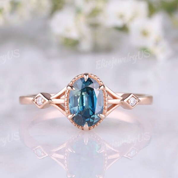 Teal Diamond Ring - Etsy