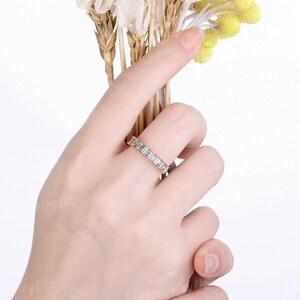 Vintage Baguette Cut Moss Agate Wedding Band Rose Gold Moissanite ...