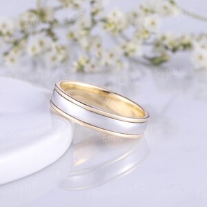 Unique Two Tone Mens Ring Mens Wedding Band Mixed Metals Ring Couple ...