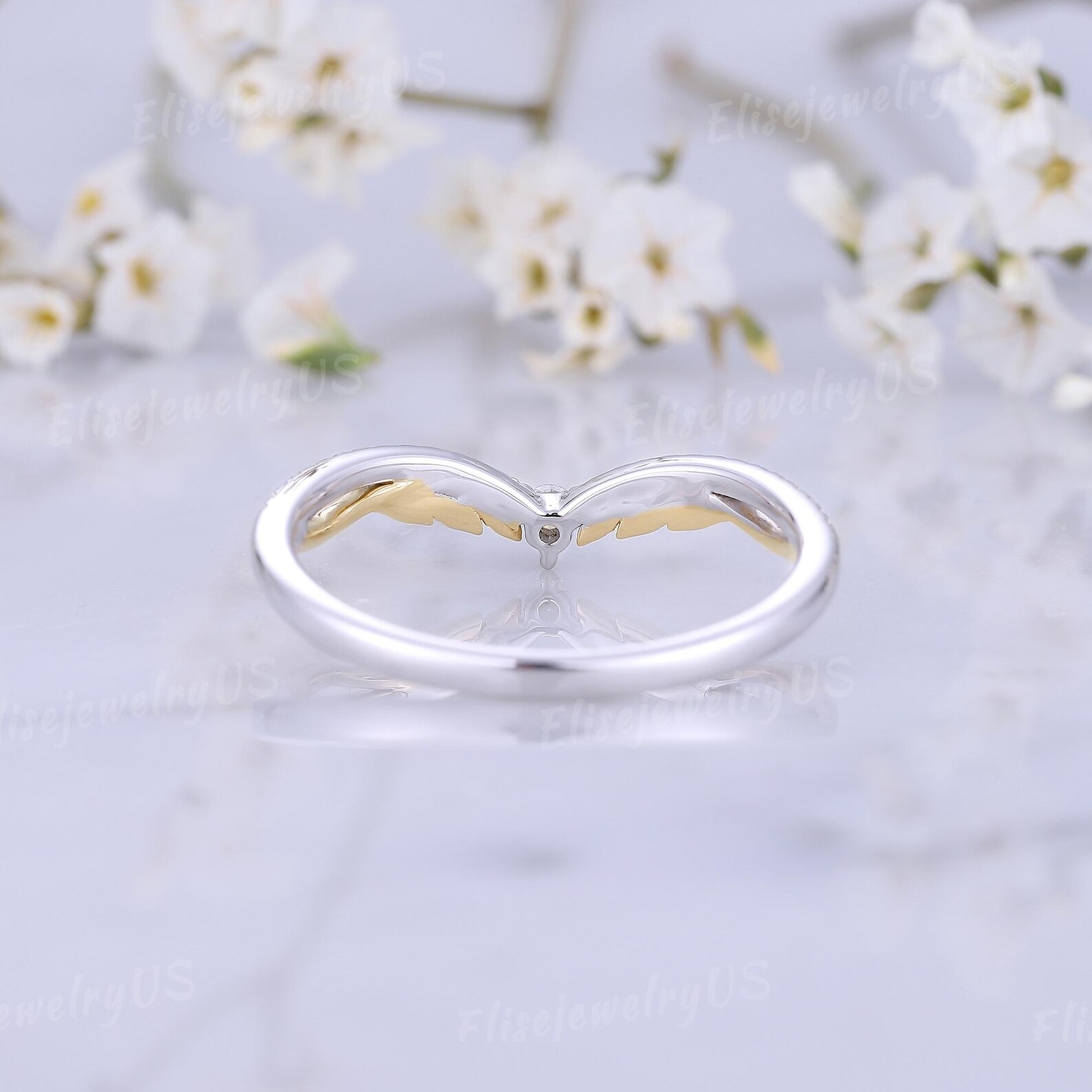 Vintage Two Tones Wedding Band Mix Metal Ring Diamond Wedding Band ...