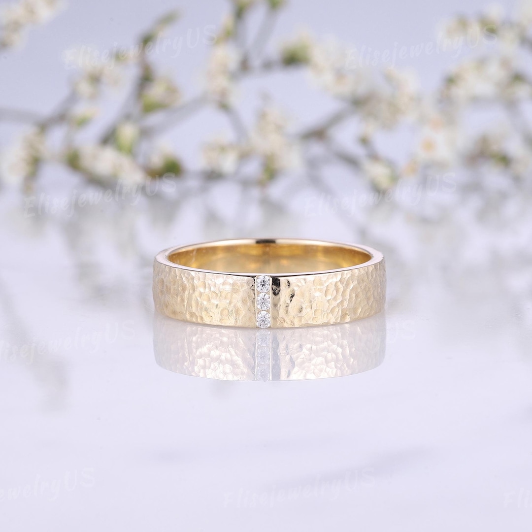 Mens Wedding Ring Round Cut Diamond Ring Solid Gold Ring Stacking Ring ...